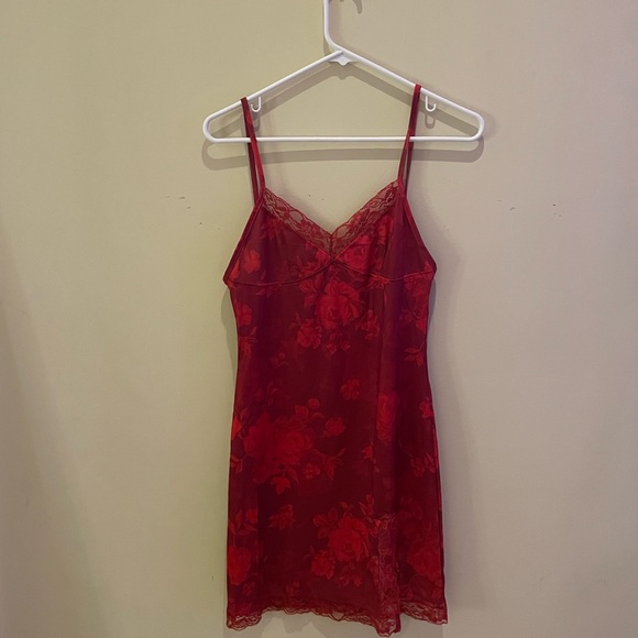 Dresses | Red Rose Lace Mini Dress | Poshmark